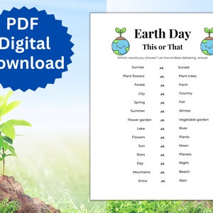 Earth Day This or That Game, Ice Breaker Games, Earth Day Printable ...