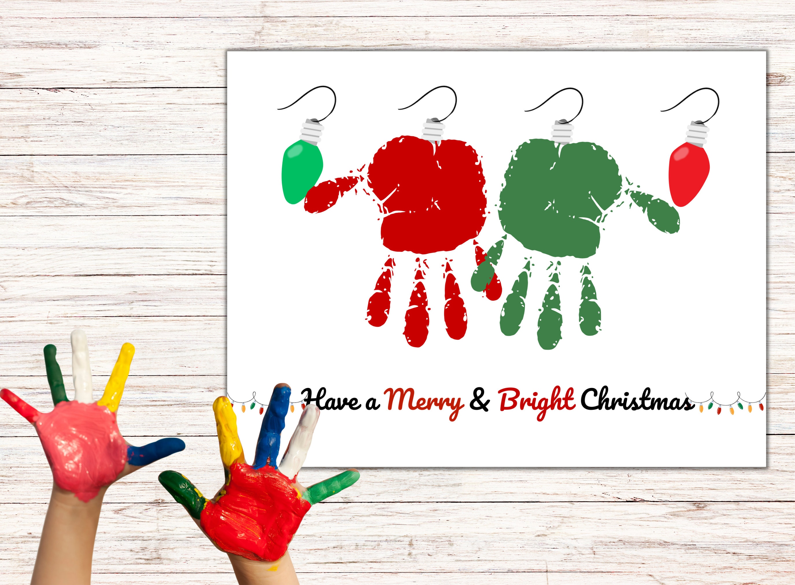 Handprint Christmas Lights, Christmas Handprint Craft, Christmas ...