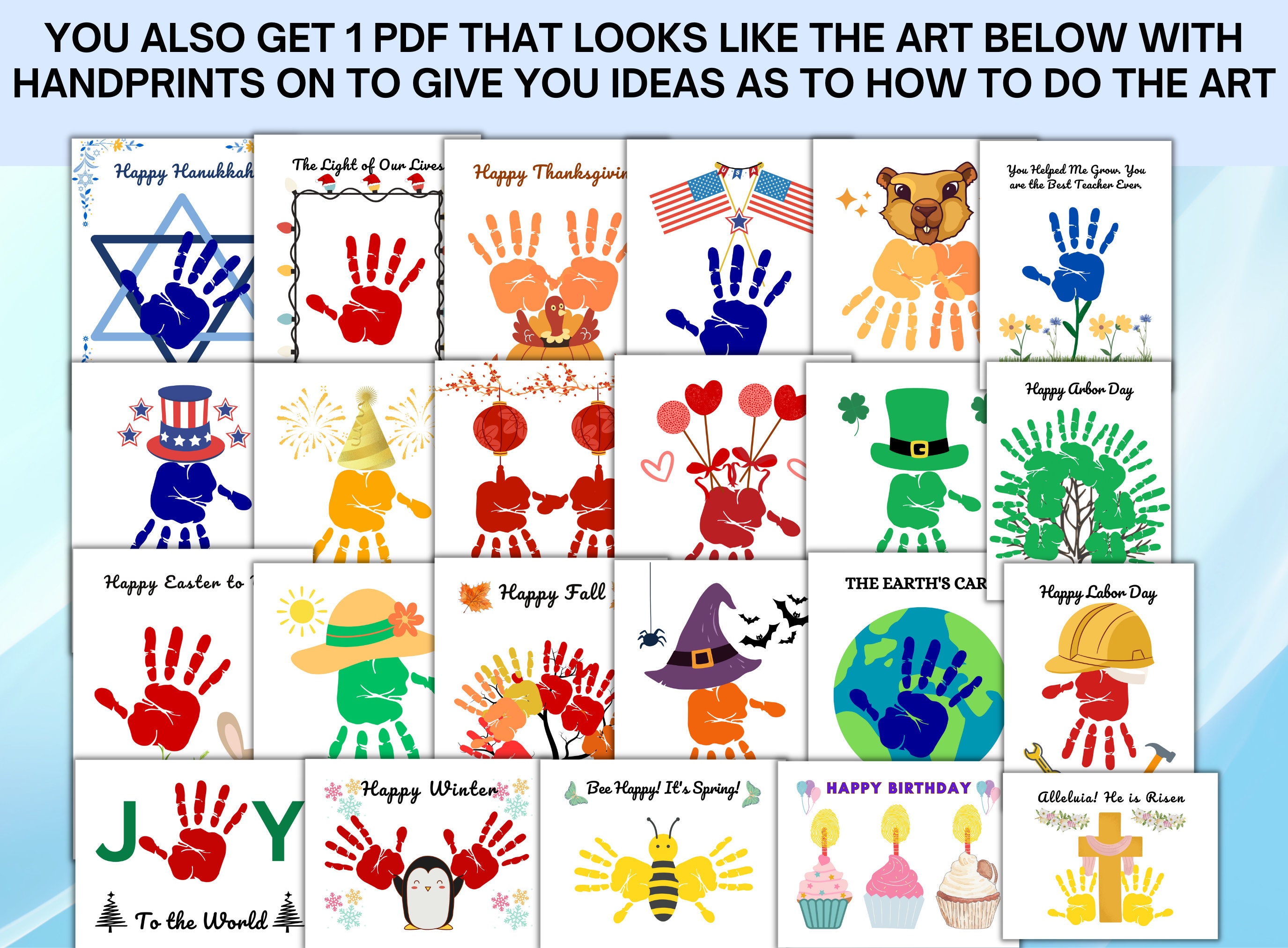 90 Mega Handprint Art Bundle for Kids and Toddlers, Handprint Craft for ...