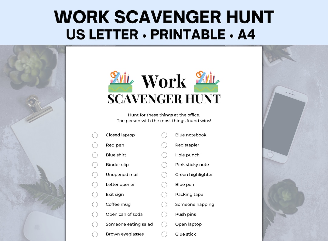 Work Scavenger Hunt for Adults, Office Party Games, Team Building Games ...