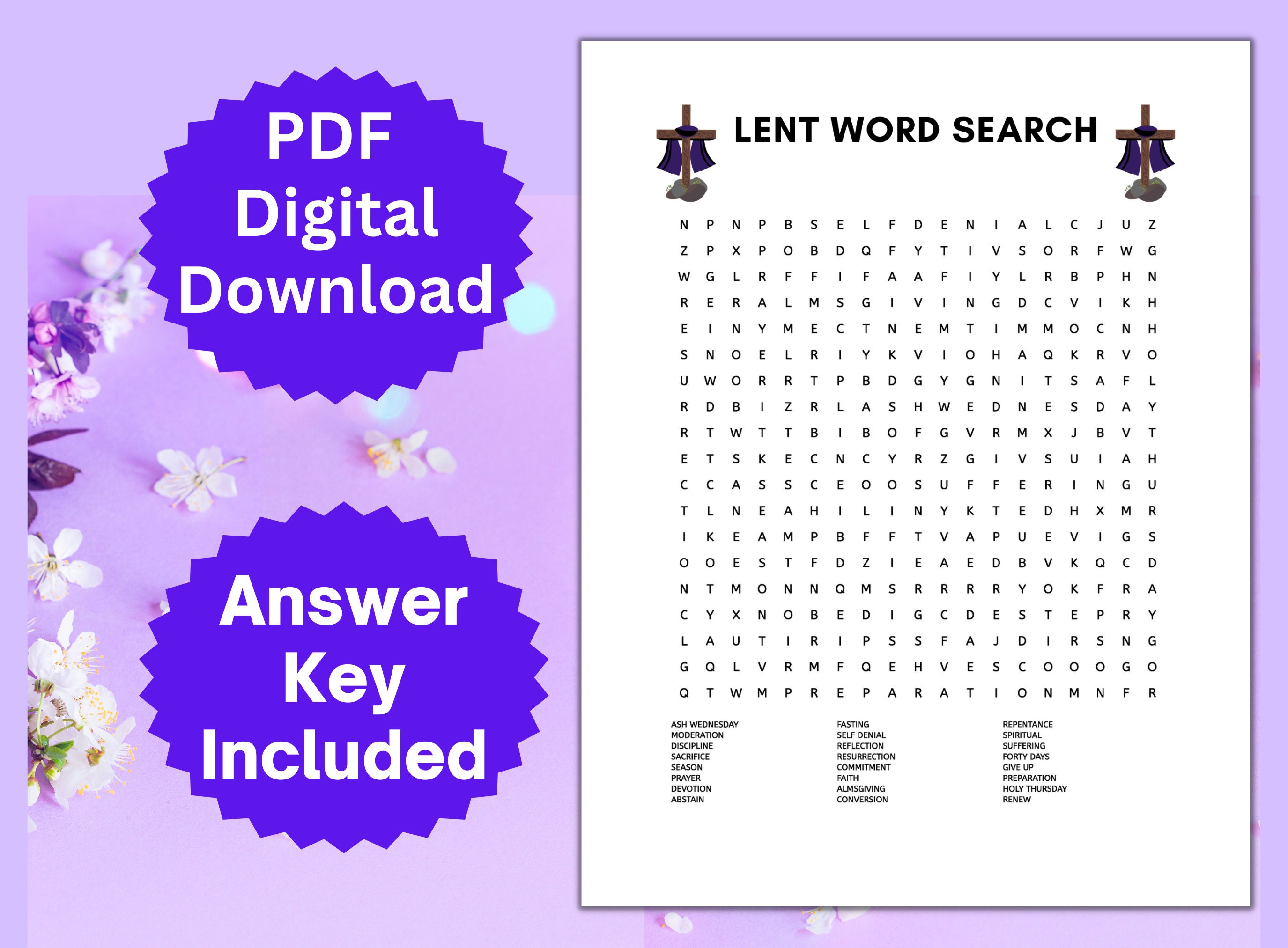 Lent Word Search Puzzle, Lent Games and Activities, Christian Games - Etsy