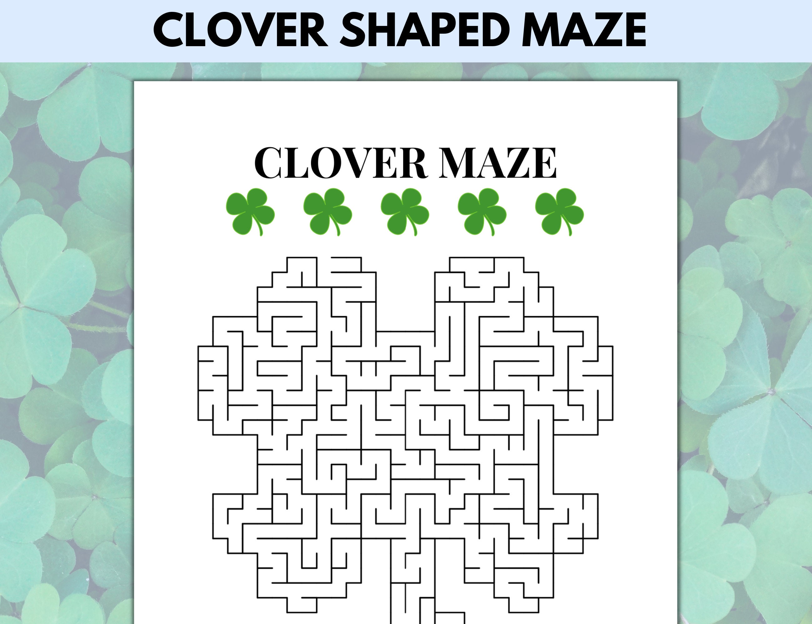 Clover Maze Printable Nature Maze Puzzle, St Patrick's Day Game Maze - Etsy