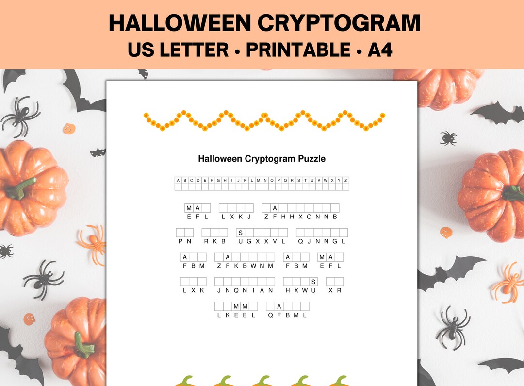 Halloween Cryptogram Puzzle, Halloween Games for Kids and Adults ...