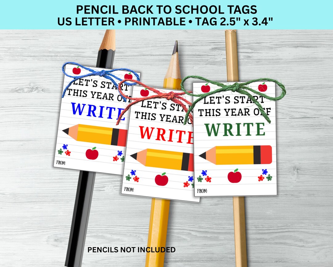 Pencil Gift Tag for Back to School, Teacher Pencil Tag for Students ...