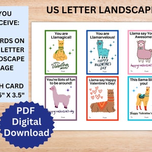 Llama Valentine Card, Valentines for Class, Student Valentines, Daycare ...