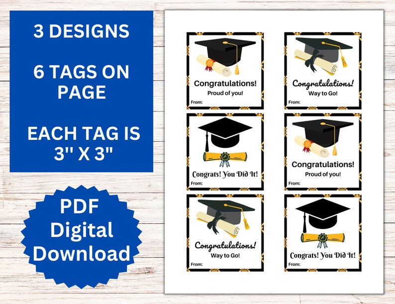 Printable Graduation Gift Tags and Labels, Graduation Wishes, Congrats ...