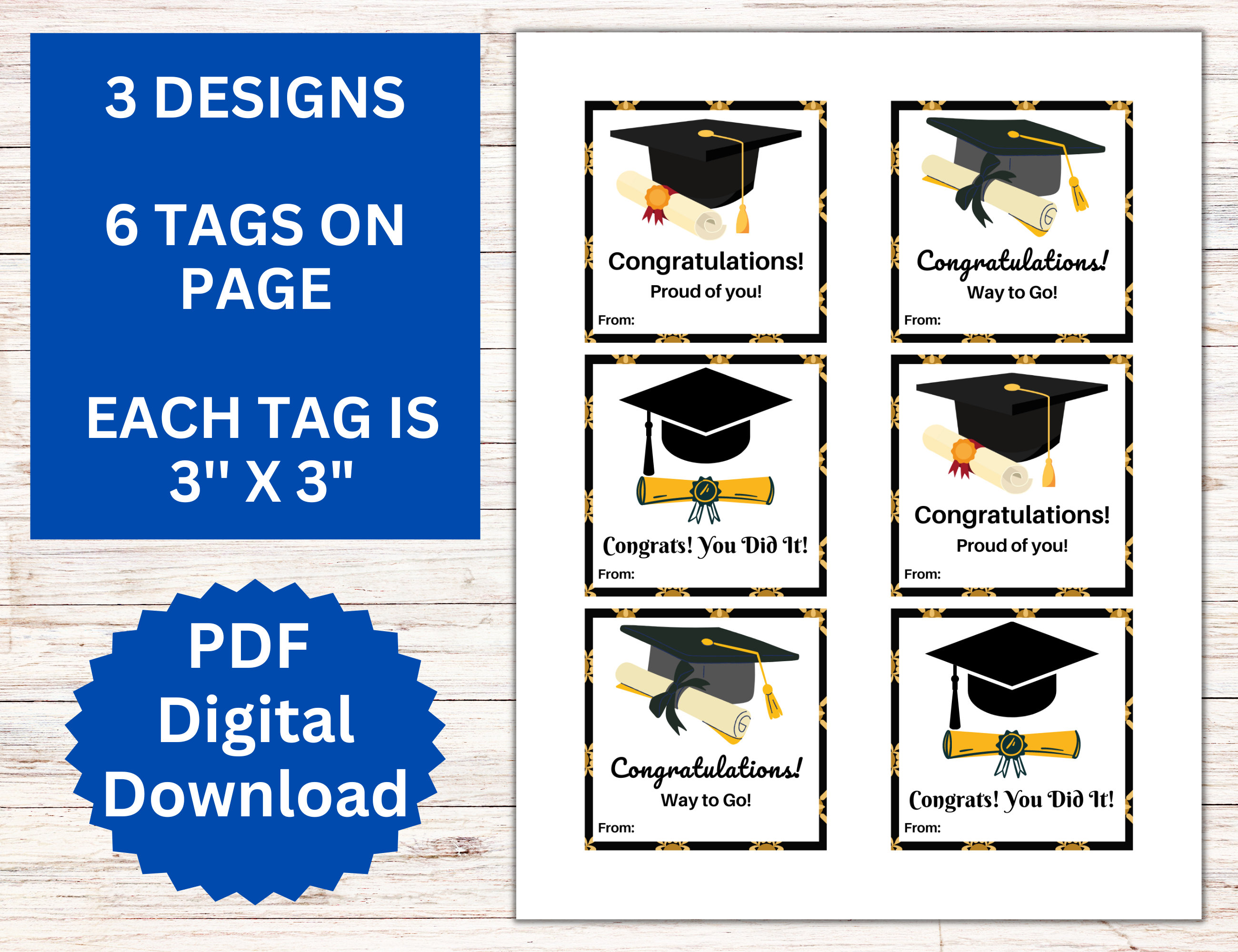 Printable Graduation Gift Tags and Labels, Graduation Wishes, Congrats ...