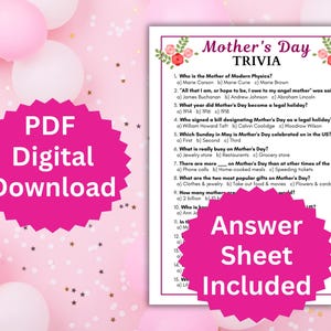 Mother's Day Trivia, Mother's Day Quiz, Trivia for Mothers, Mom Trivia ...