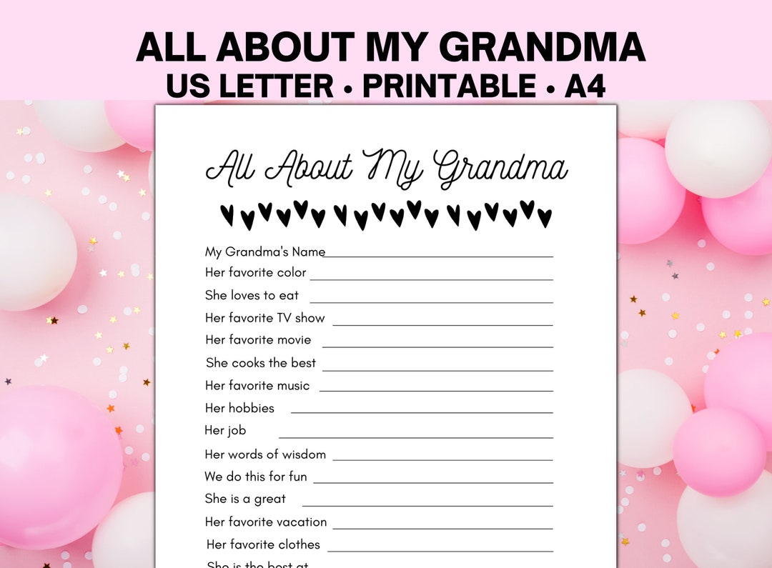 All About My Grandma, Who Knows Grandma Best, Mother's Day and Birthday ...