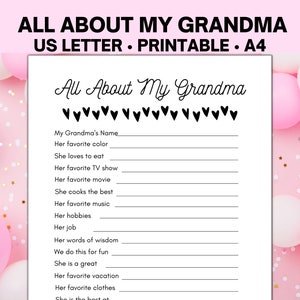 All About My Grandma, Who Knows Grandma Best, Mother's Day and Birthday ...