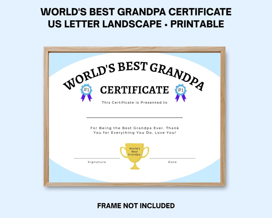 World's Best Grandpa Certificate, Best Grandpa Ever Award Certificate ...