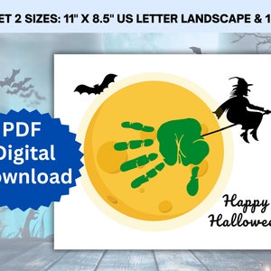 Halloween Handprint Art Craft, Fingerprint Art, Fall Halloween Activity ...