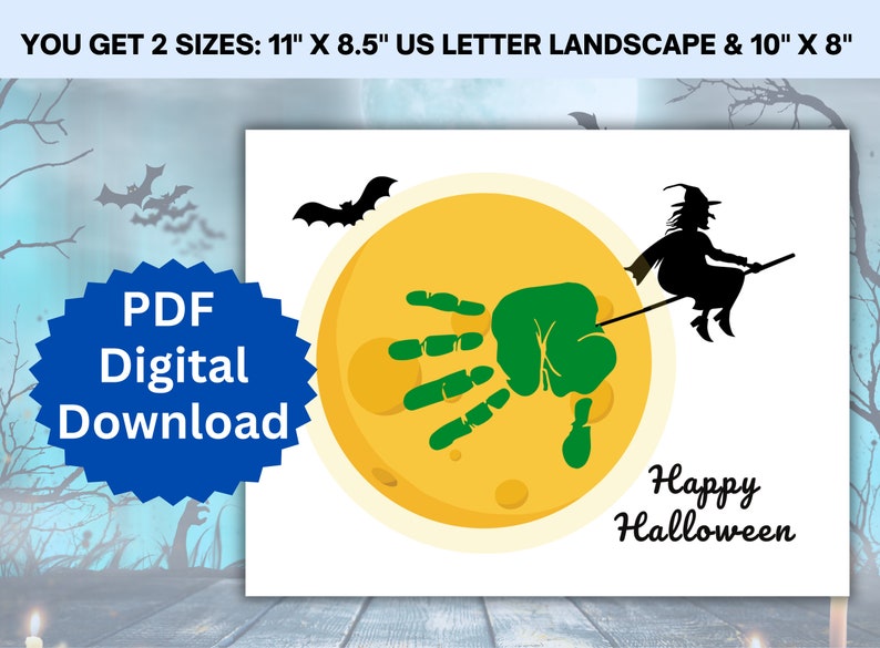 Halloween Handprint Art Craft, Fingerprint Art, Fall Halloween Activity ...