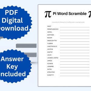 Pi Word Scramble Game, Pi Day Games, Pi Day Party, Math Teacher Pi ...