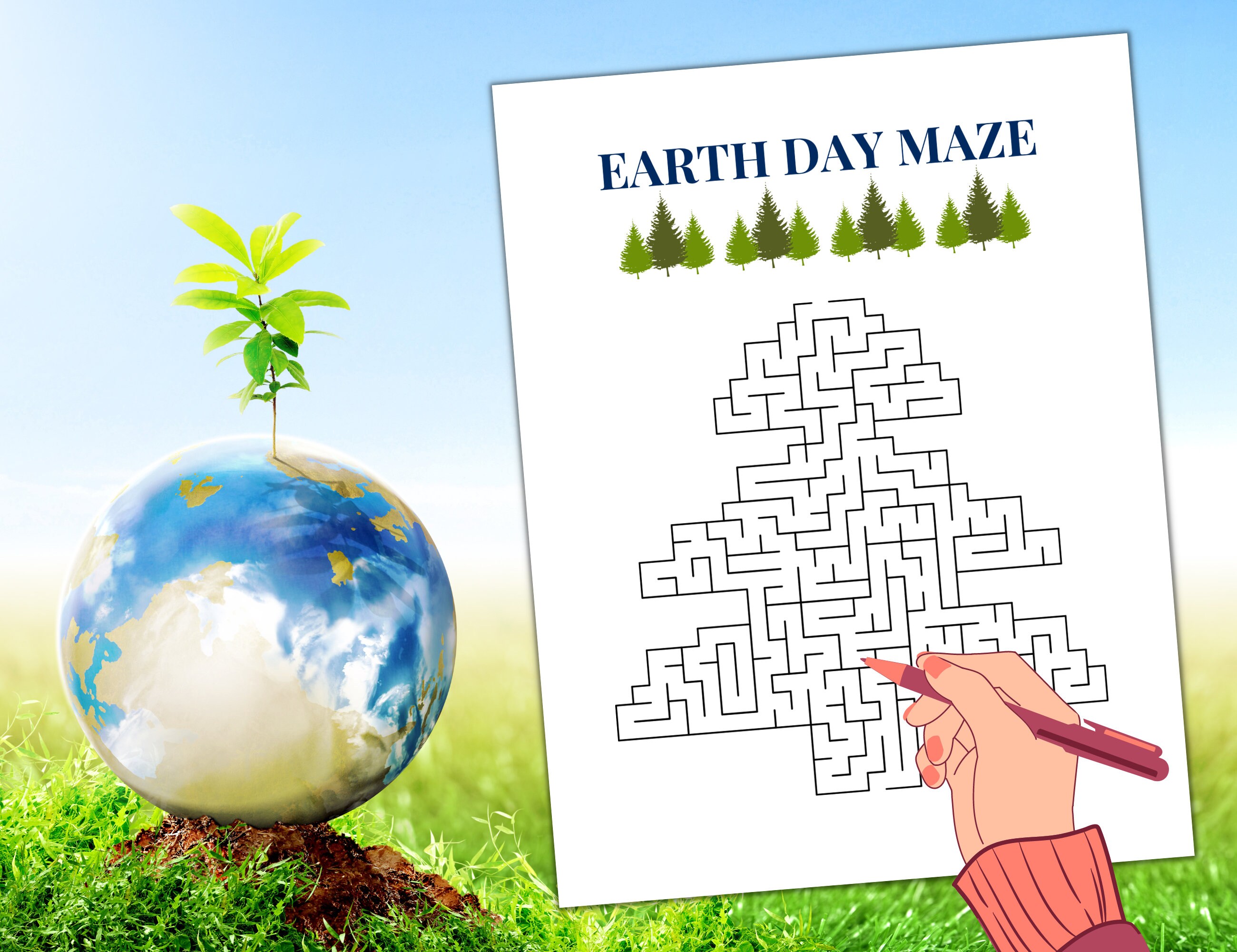Earth Day Maze Printable Tree Maze, Earth Day Activities and Games - Etsy