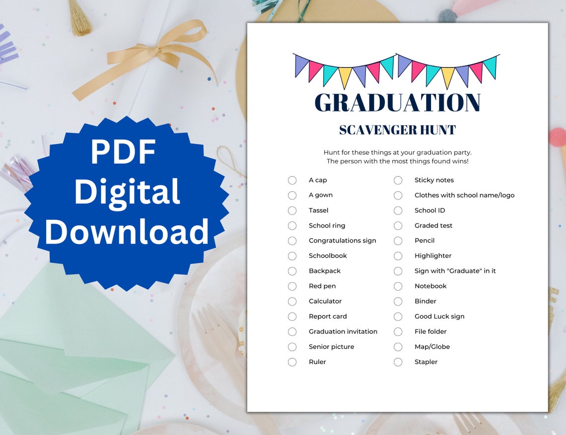 Graduation Scavenger Hunt, Treasure Hunt, Graduation Party Games ...