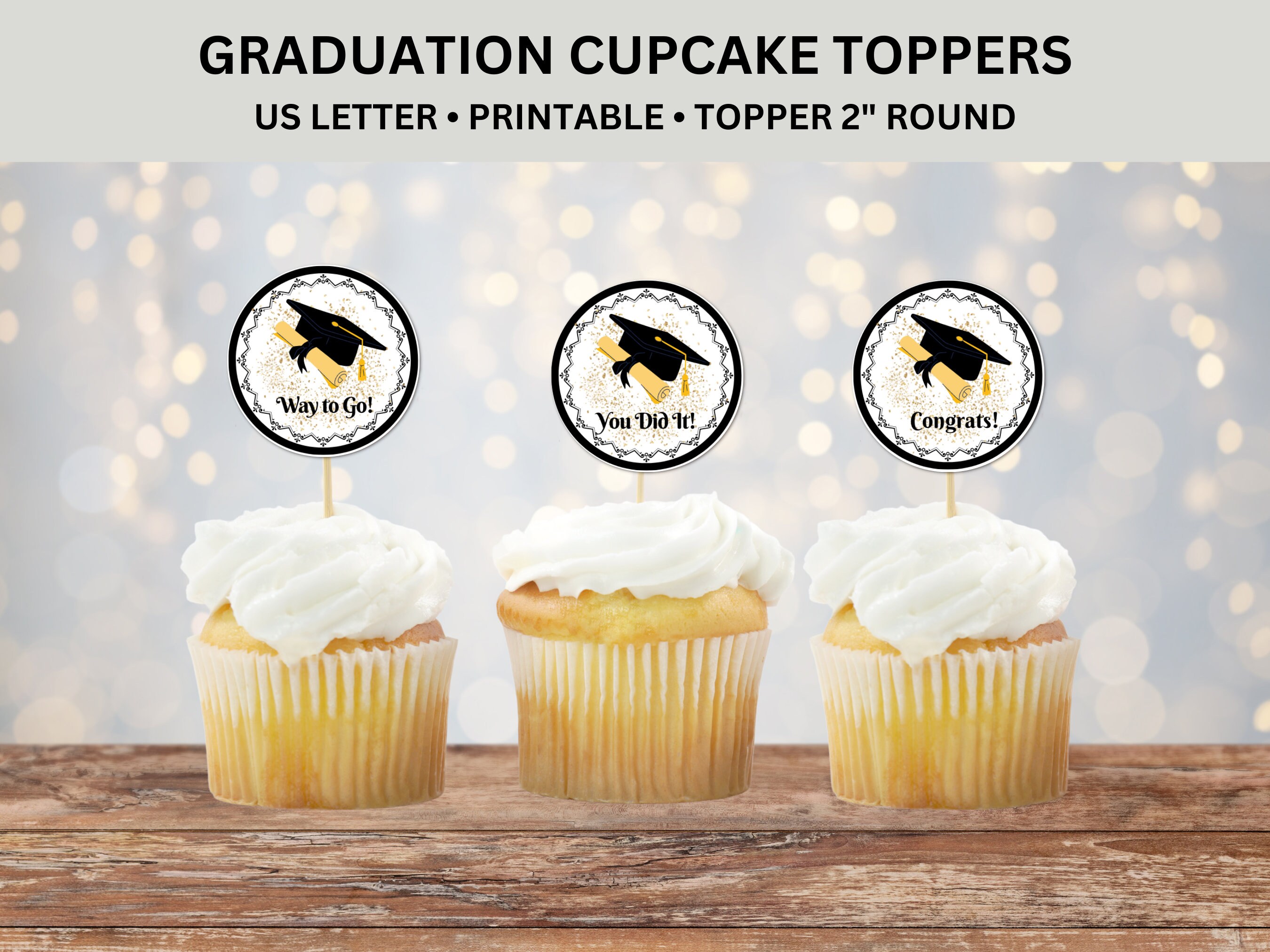 Graduation Cupcake Toppers Printable - Etsy