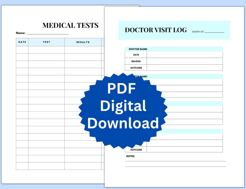 Medical Planner Printable, Medical Binder Health Planner Tracker Log ...