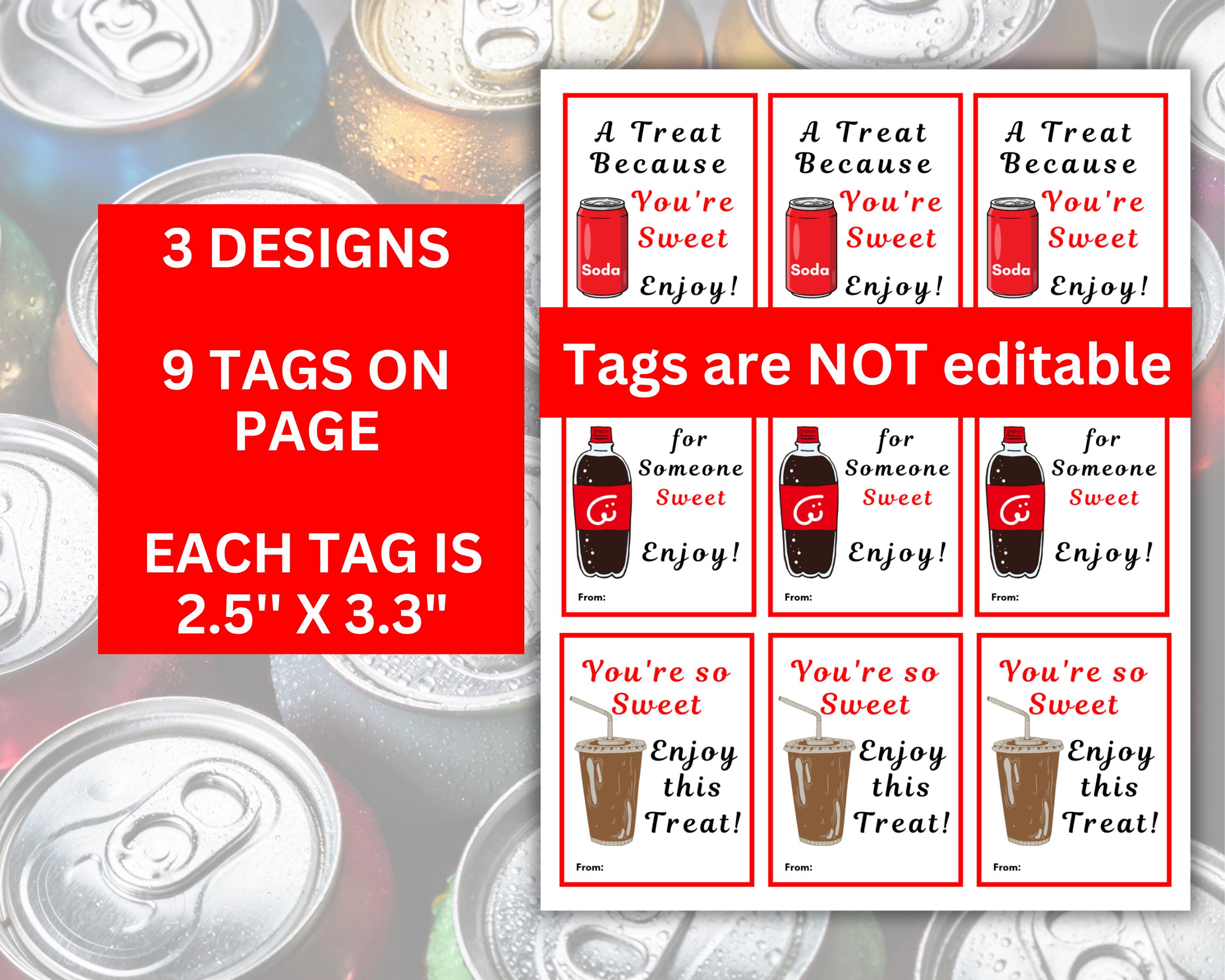Soda Gift Tags, A Little Treat for Someone Sweet Tags, Sweet Teacher ...