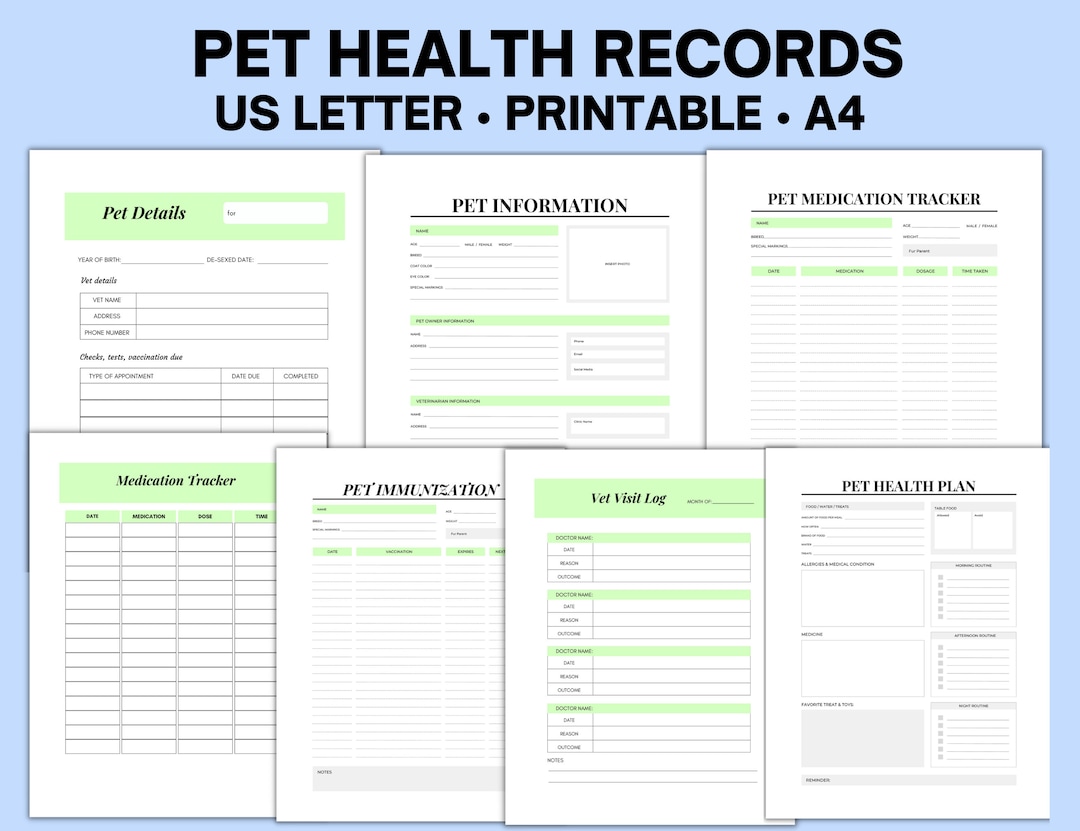 Pet Records Pet Health Record Dog Medicine Tracker Vet - Etsy