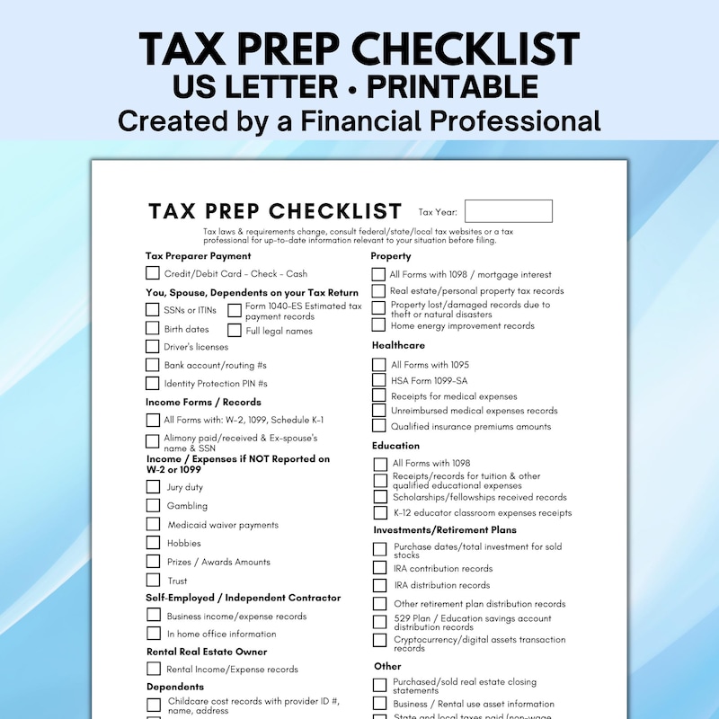 Tax Preparation Checklist - Etsy Norway
