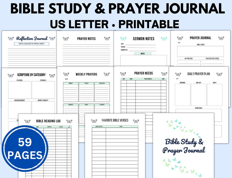 Prayer Journal Printable, Bible Study Journal and Planner, Prayer ...