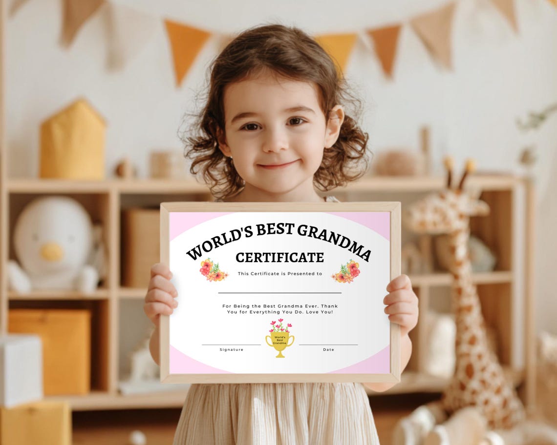 World's Best Grandma Certificate, Best Grandma Award, Grandmother ...