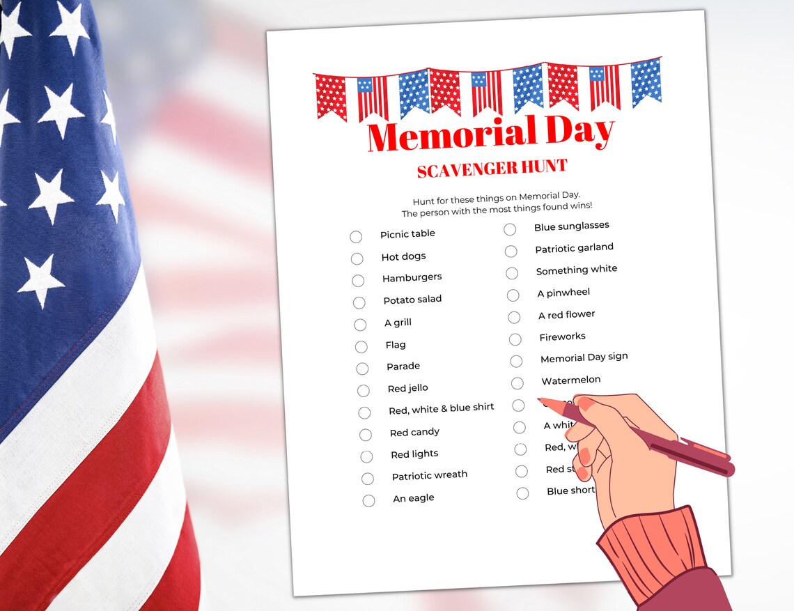Memorial Day Scavenger Hunt for Kids and Adults, Treasure Hunt ...