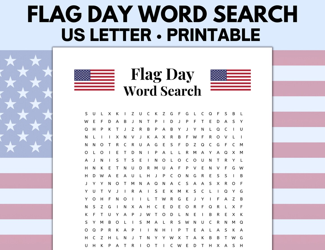 Flag Day Word Search, Flag Day Printable, Flag Day Activities, Word ...