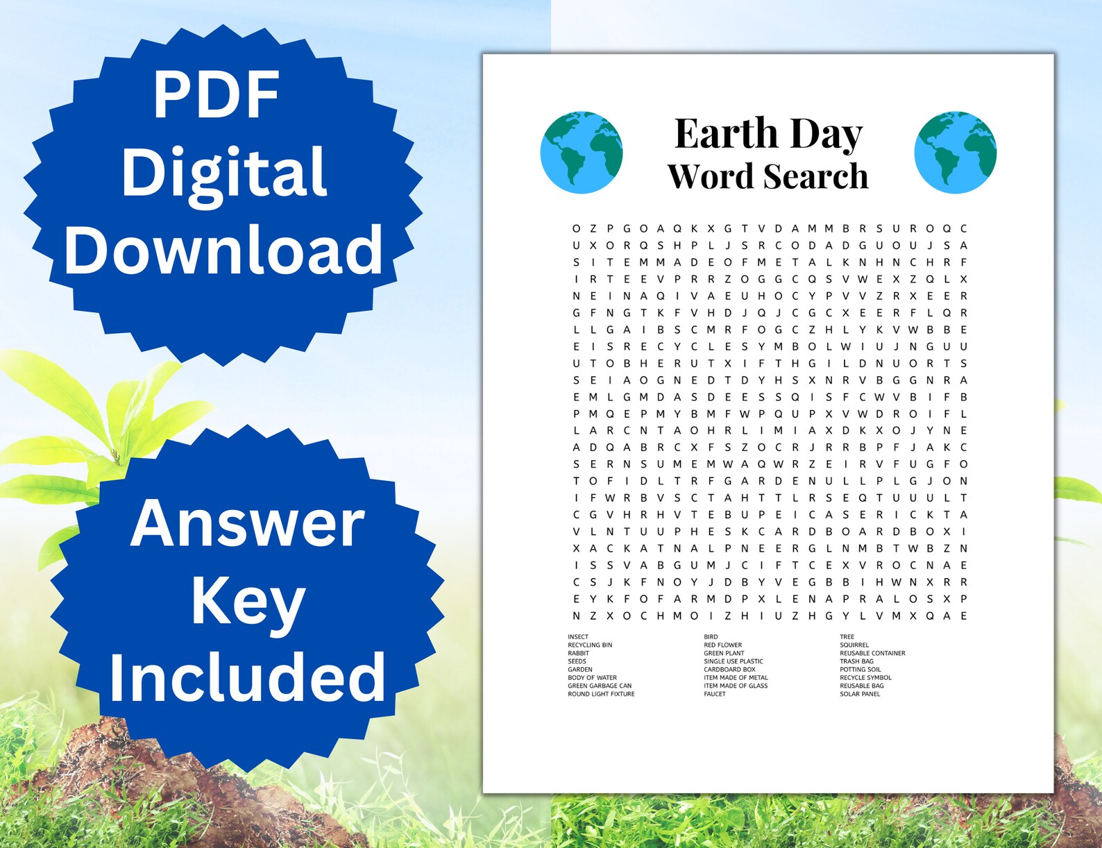 Earth Day Word Search Puzzle, Earth Day Printable, Earth Day Activities ...