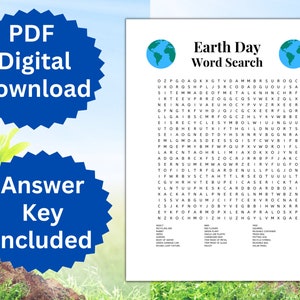 Earth Day Word Search Puzzle, Earth Day Printable, Earth Day Activities ...