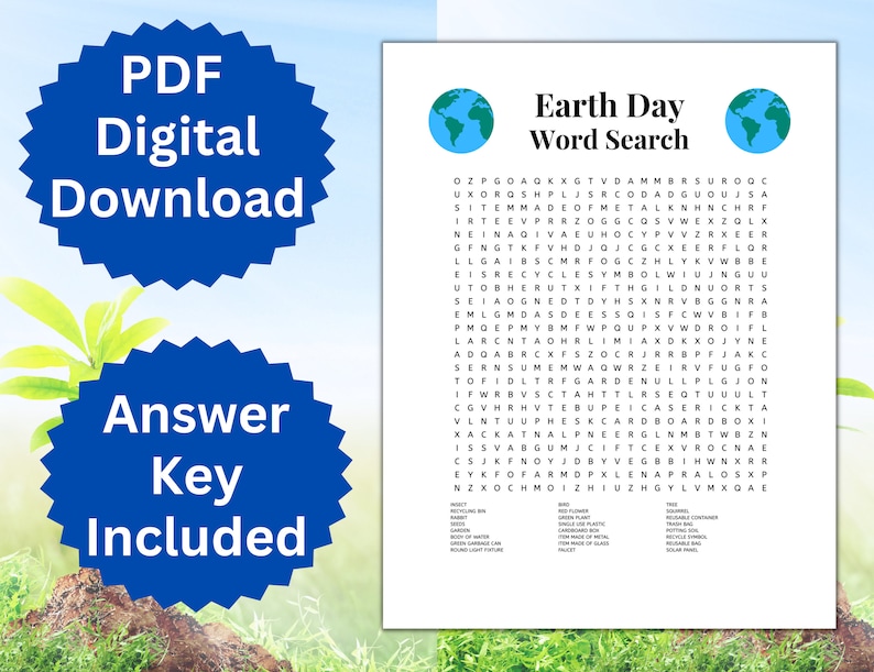 Earth Day Word Search Puzzle, Earth Day Printable, Earth Day Activities ...