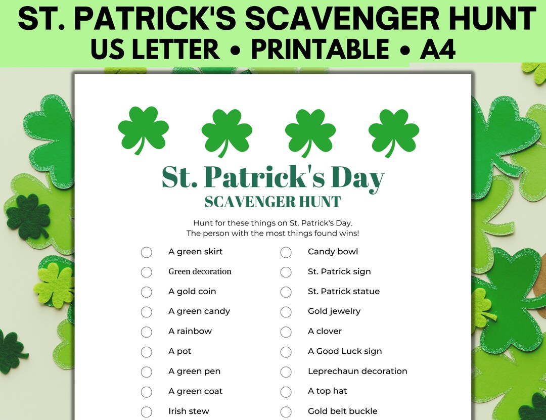 St. Patrick Day Scavenger Hunt Treasure Hunt St. - Etsy