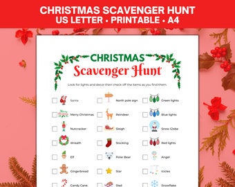 Christmas Scavenger Hunt for Kids, Teens, and Adults Christmas Party ...