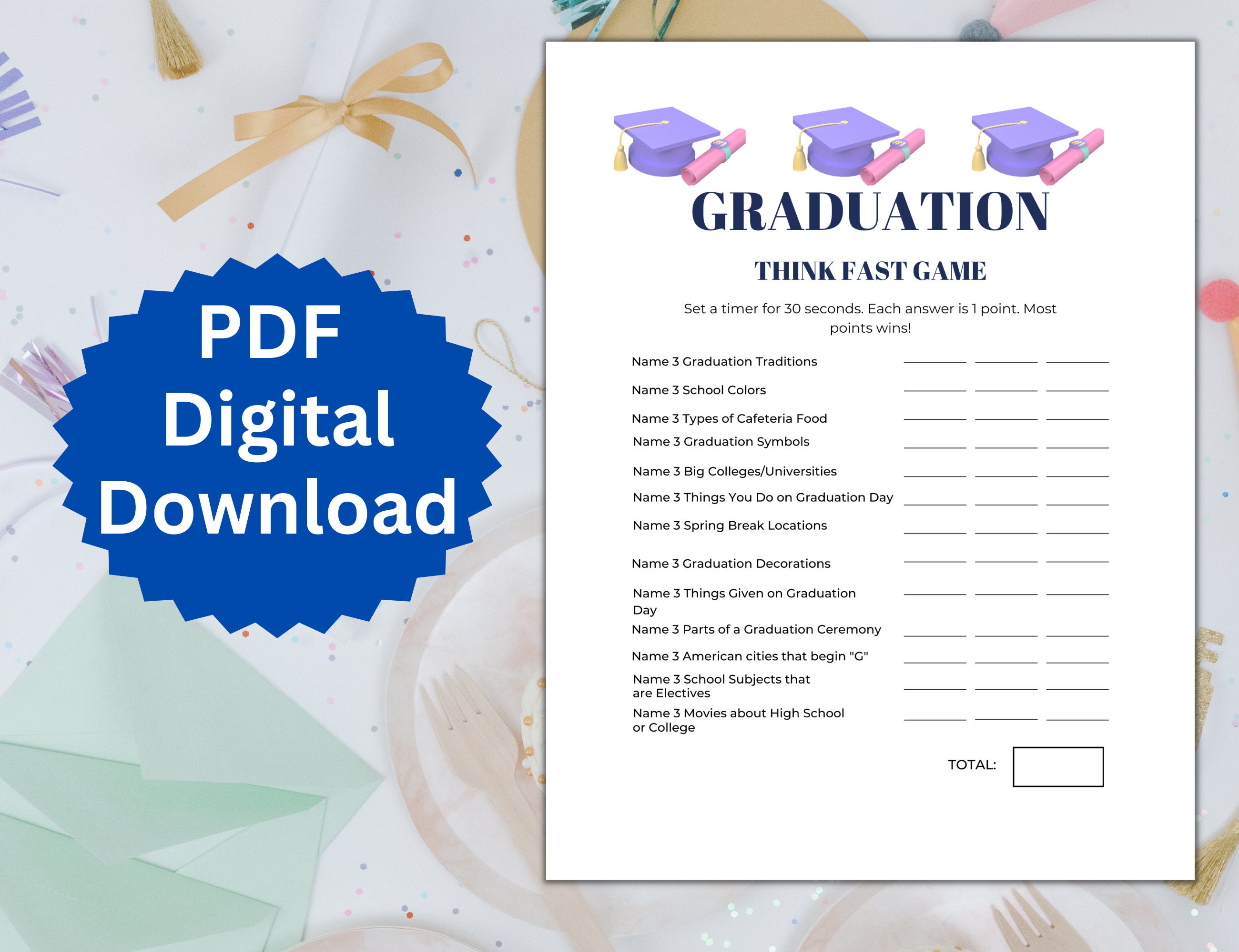 Graduation Think Fast Game, Ice Breaker Games, Graduation Party Games ...