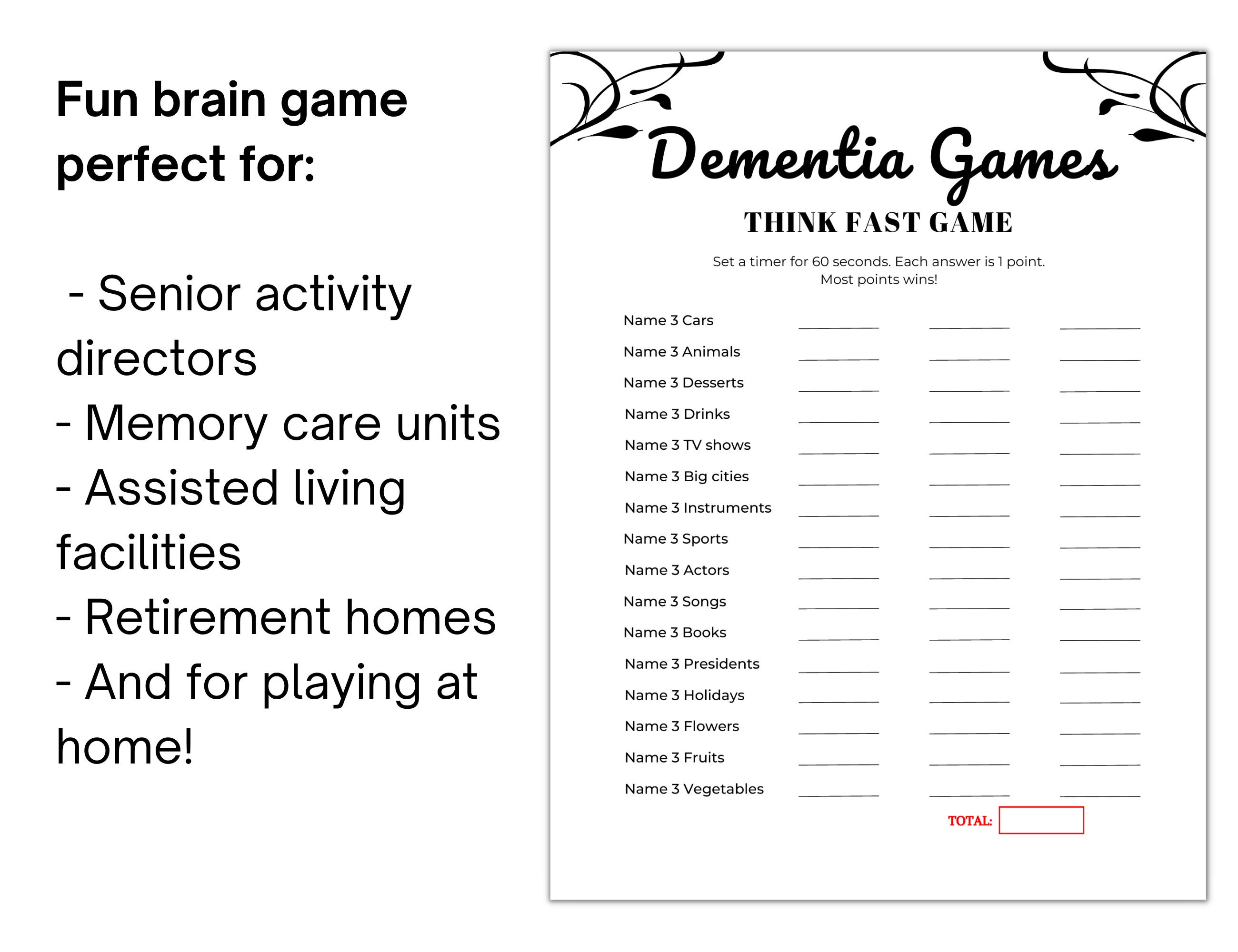 Dementia Think Fast Game, Ice Breaker Games, Dementia Activities ...