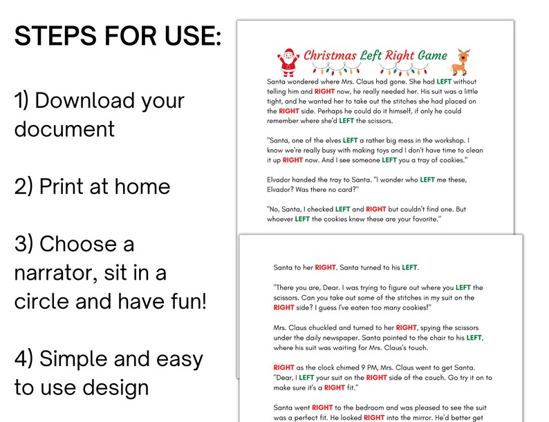 Christmas Left Right Game, Pass the Gift Game, White Elephant Game ...