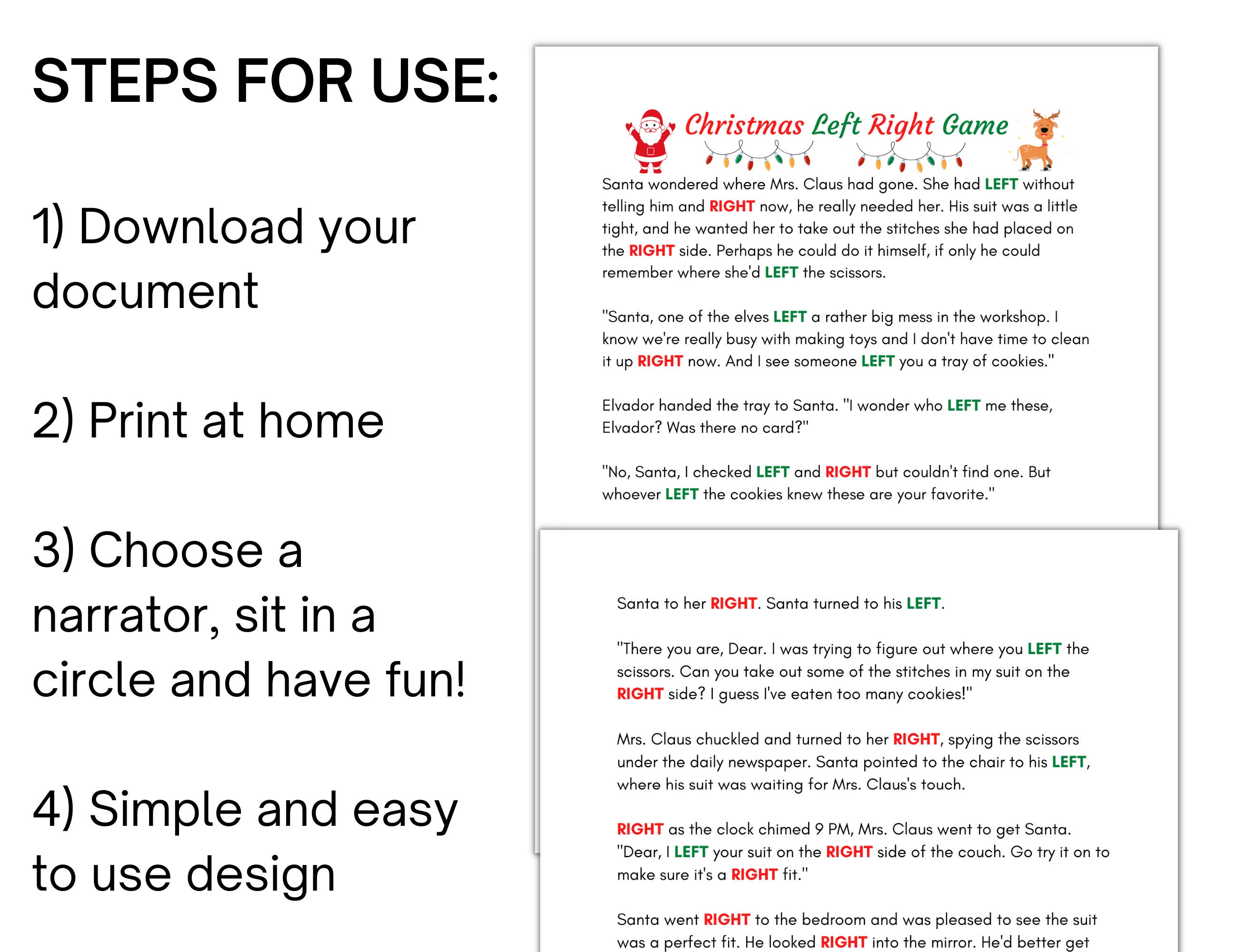 Christmas Left Right Game, Pass the Gift Game, White Elephant Game ...