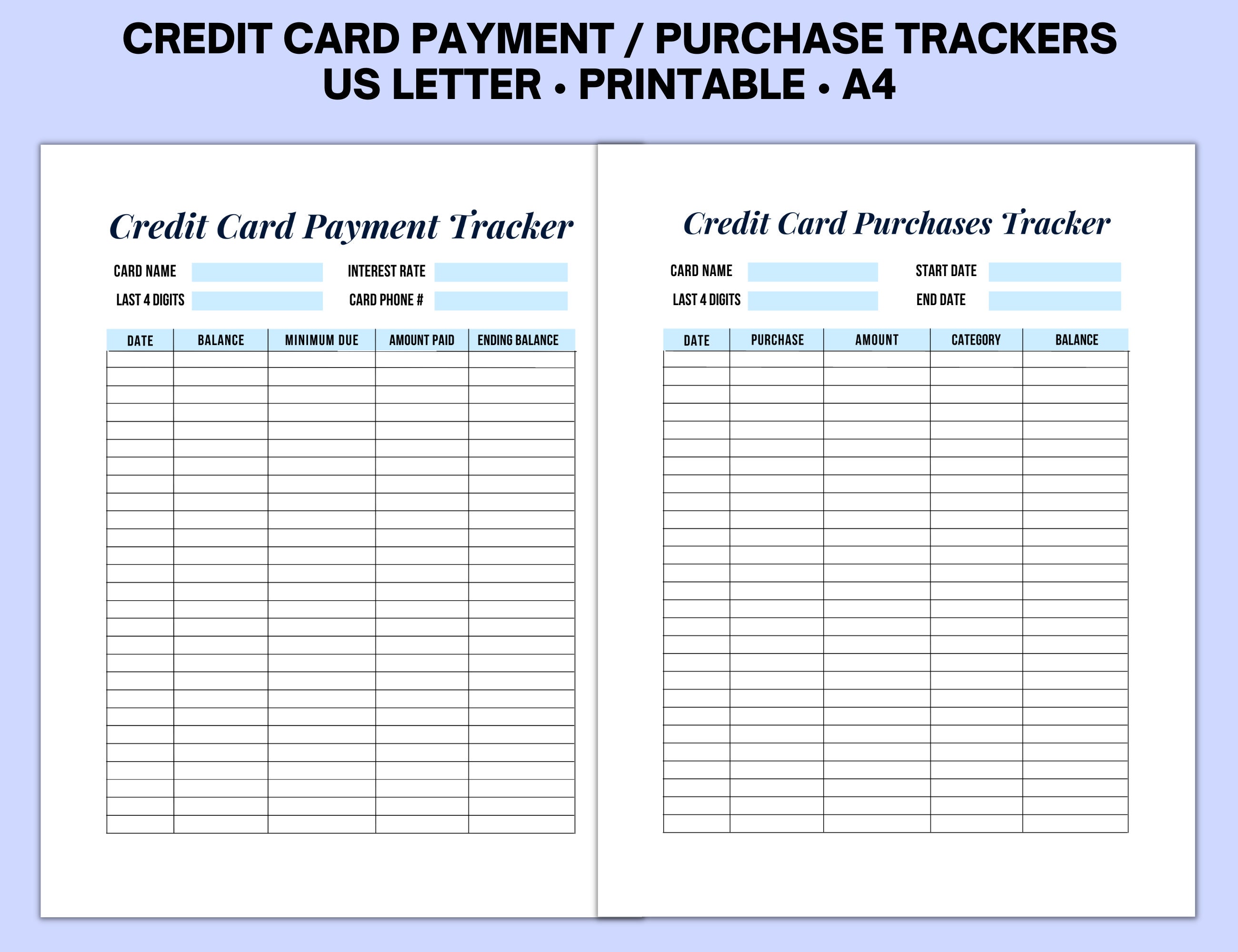 Credit Card Payment Tracker, Debt Payoff Tracker, Debt Payment Tracker ...