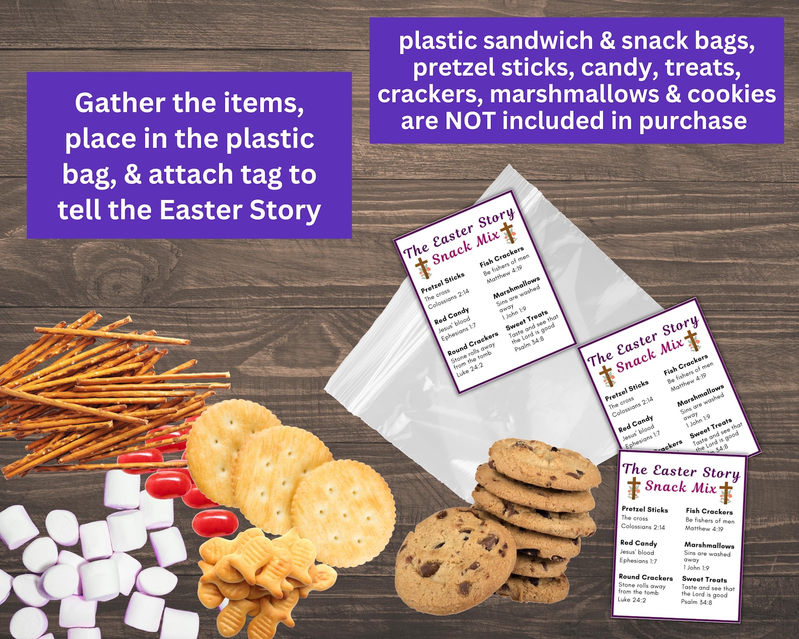 Easter Story Snack Mix Tags, Easter Sunday School Activity, Easter ...