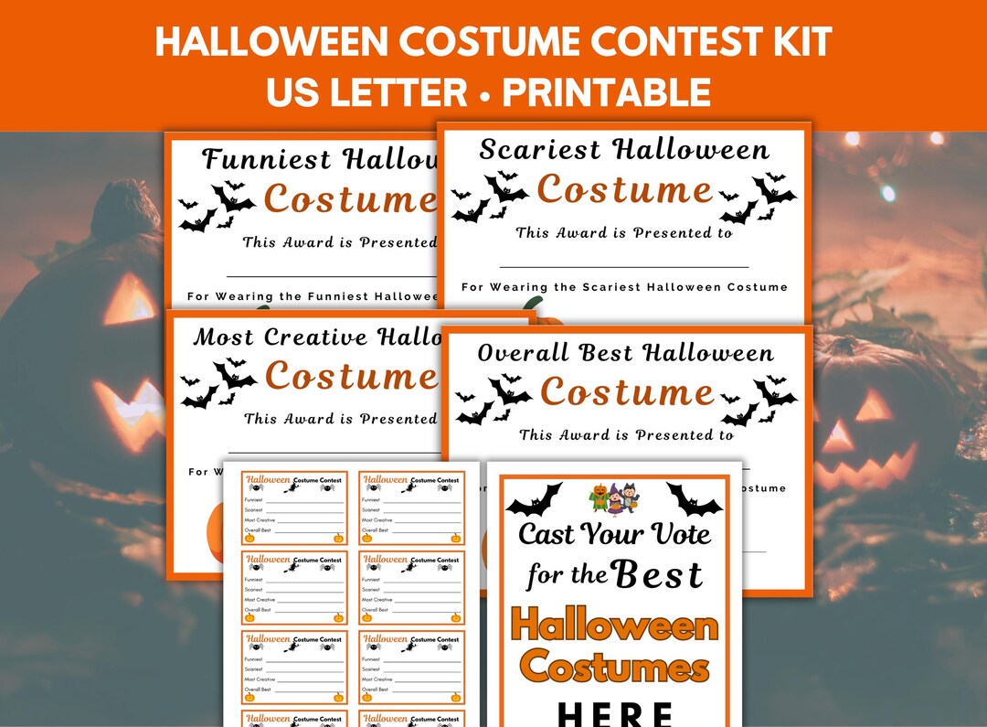 Halloween Costume Contest Voting Cards, Sign and Certificates ...