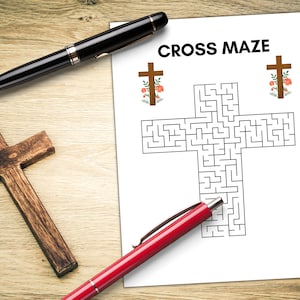 Cross Maze Printable, Lent Mazes and Games, Sunday School Games, Bible ...