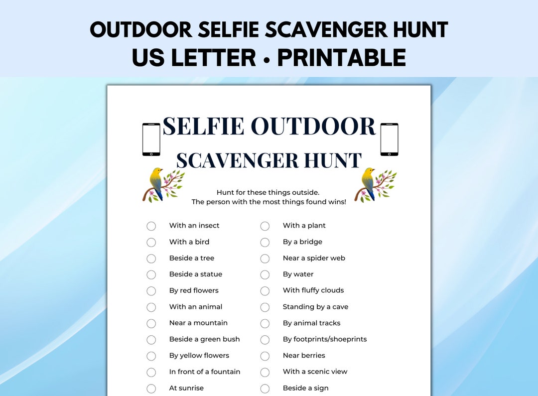 Selfie Scavenger Hunt, Nature and Outdoor Scavenger Hunt for Kids and ...