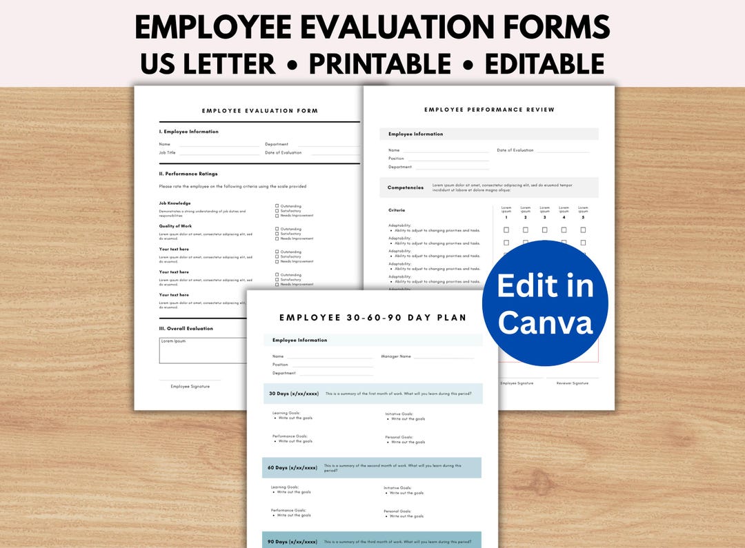 Employee Evaluation Forms, Editable Employee Performance Information ...