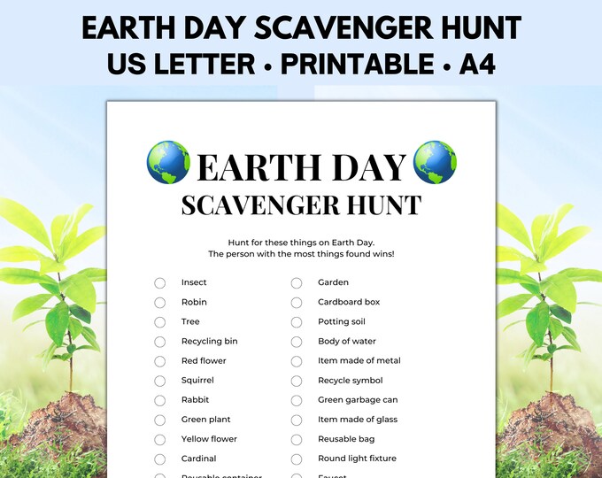 Earth Day Scavenger Hunt, Earth Day Printable Activities, Environmental ...