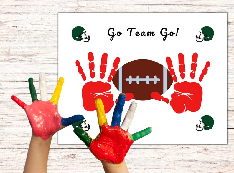 Football Handprint Art, Fingerprint Art, Football Handprint Signs ...