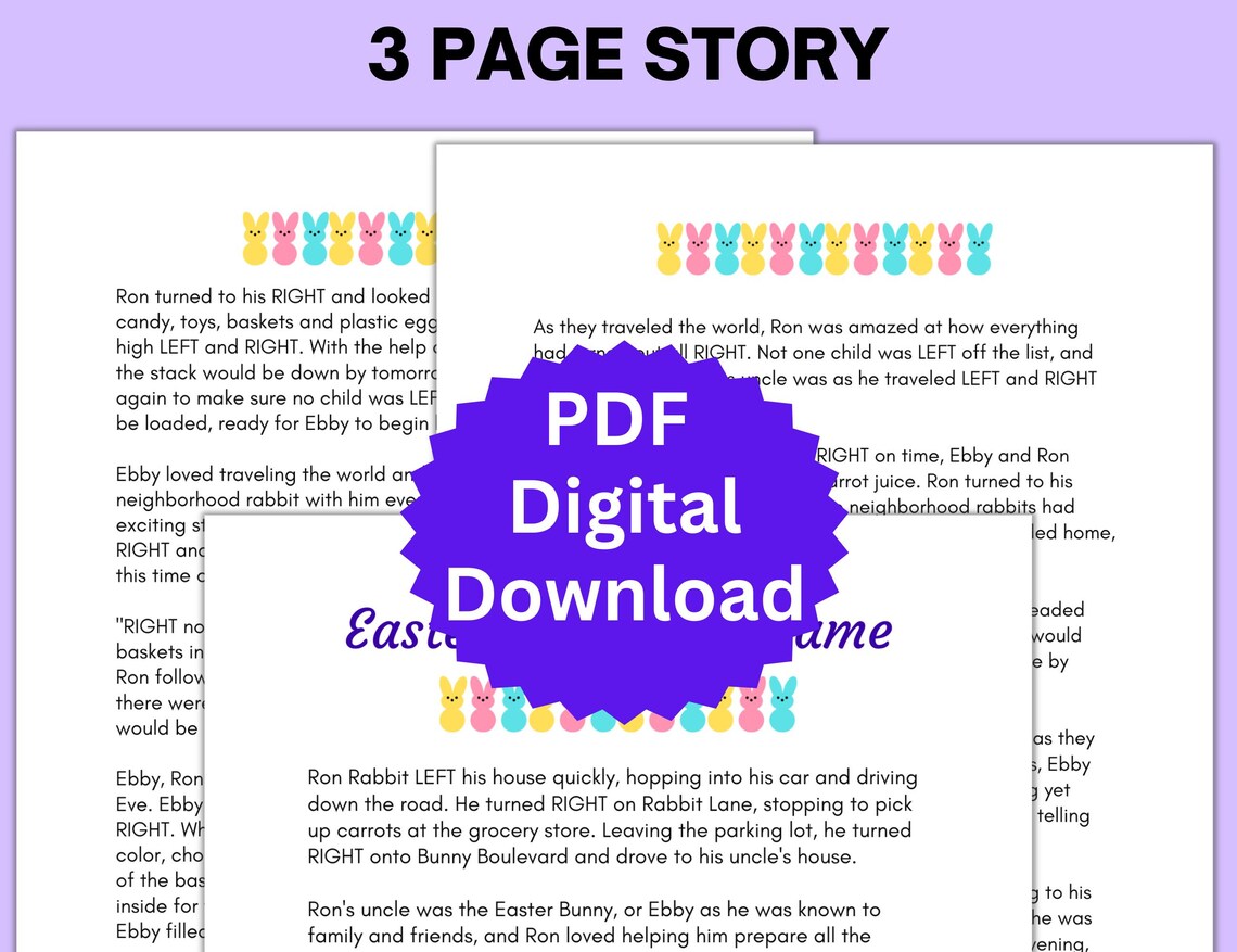 Easter Left Right Game, Pass the Gift Game, Pass the Prize Game, Right ...