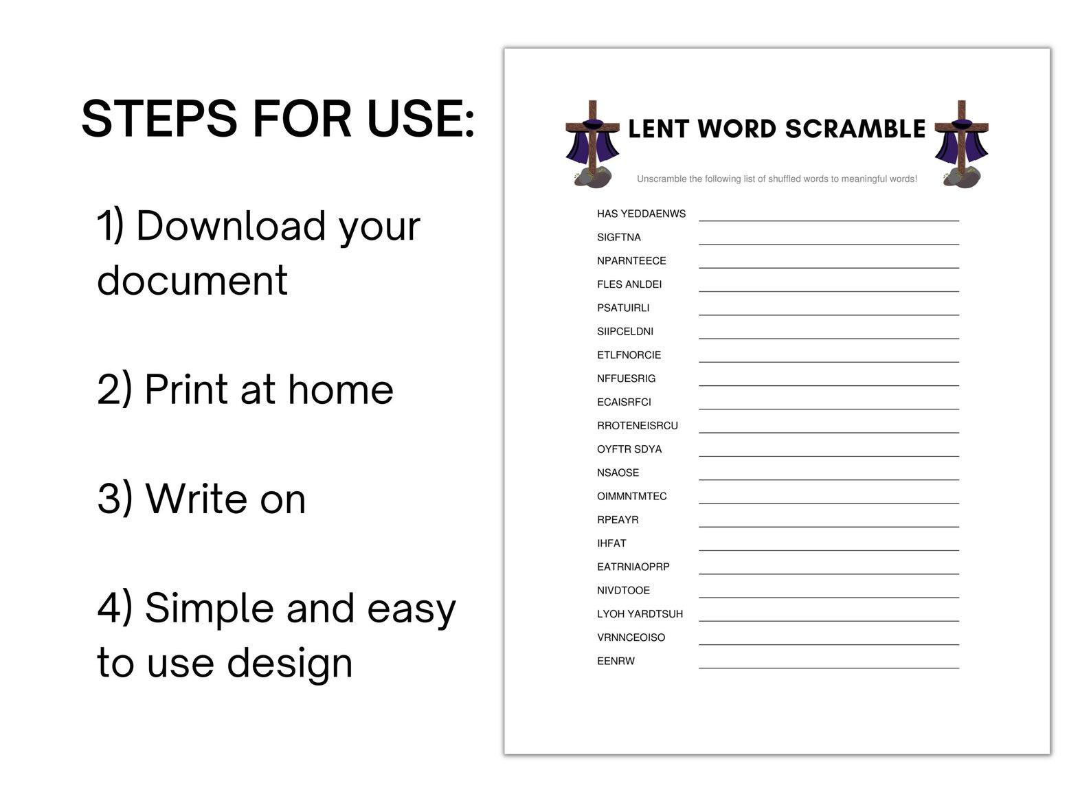 Lent Word Scramble Game, Lent Games and Activities, Christian Games - Etsy