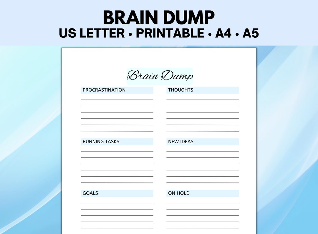 Brain Dump Printable, ADHD Brain Dump, Thought Planner - Etsy