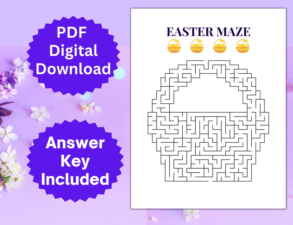 Easter Basket Maze Printable Easter Games - Etsy